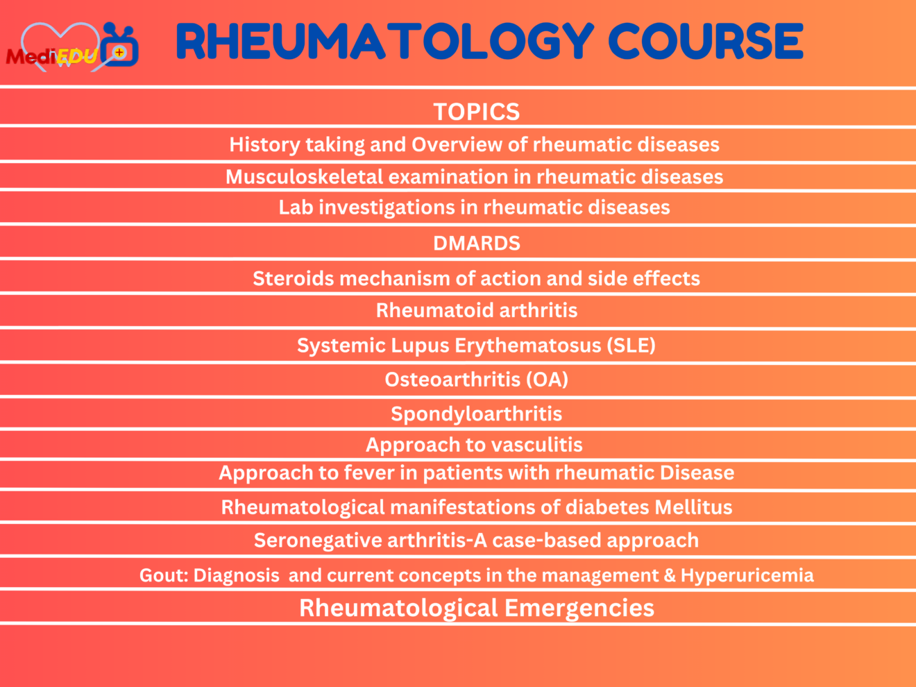 Rheumatology Course - Medi Edu Tv